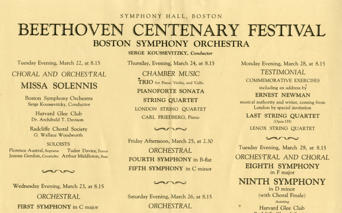 BSO | Koussevitzky as Festival Organizer: Celebrating Beethoven at…