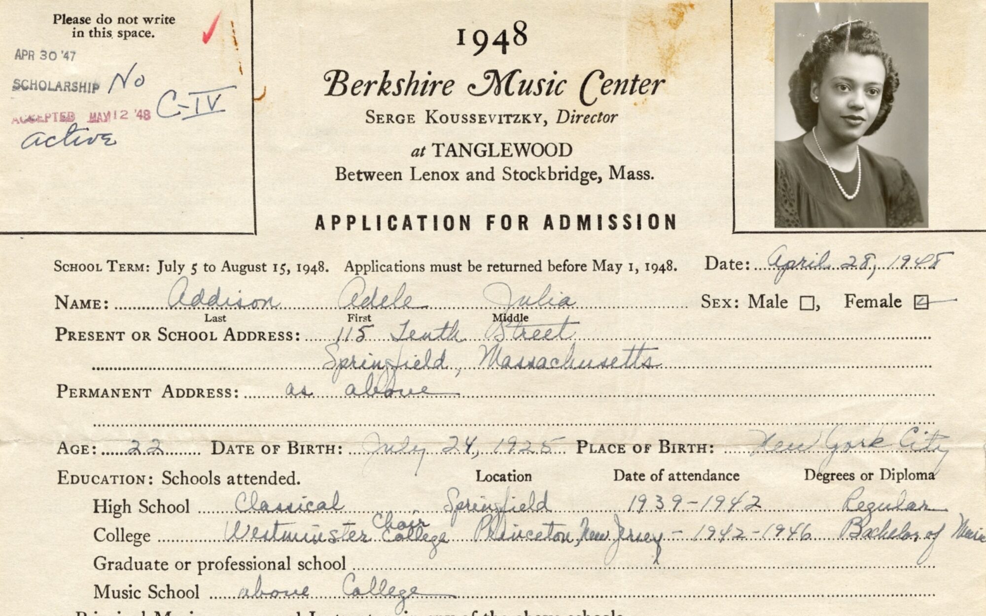 BSO | The BSO Salutes Adele Addison in Her 100th Year